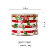 China 6 Yards Christmas Wired Edge Burlap Ribbon 2.5 Inch for Christmas Craft Decoration for sale