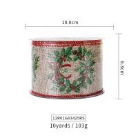 China 6 Yards Christmas Wired Edge Burlap Ribbon 2.5 Inch for Christmas Craft Decoration for sale