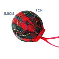 China Christmas Decorative Burlap Ribbon Ball with Red Lanyard and Colorful Pattern Design for sale