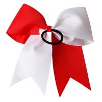 China Girl Hair Decoration American Red White Patriotic Festival Hair Bow with Elastic Band for sale
