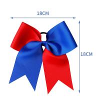 China Girl Hair Decoration American Red White Patriotic Festival Hair Bow with Elastic Band for sale