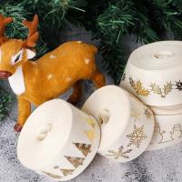 China DIY Crafts Must-Have MSD 100yards Natural Cotton Christmas Ribbon with Gold Printed for sale