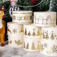 China DIY Crafts Must-Have MSD 100yards Natural Cotton Christmas Ribbon with Gold Printed for sale