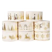 China DIY Crafts Must-Have MSD 100yards Natural Cotton Christmas Ribbon with Gold Printed for sale