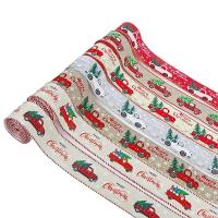 China 2.5 Inch Vintage Red Truck Christmas Wired Edge Ribbons for Fabric Christmas Wrapping for sale