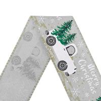 China 2.5 Inch Vintage Red Truck Christmas Wired Edge Ribbons for Fabric Christmas Wrapping for sale