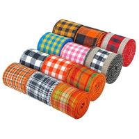 China Fabric Type Burlap Christmas Buffalo Plaid Wired Edge Ribbon Multi-Color Plaid Ribbon for sale