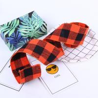 China Fabric Type Burlap Christmas Buffalo Plaid Wired Edge Ribbon Multi-Color Plaid Ribbon for sale