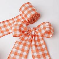 China Fabric Type Burlap Christmas Buffalo Plaid Wired Edge Ribbon Multi-Color Plaid Ribbon for sale
