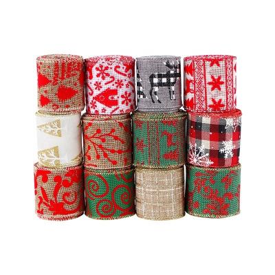 China Double Face Style MSD 6.3cm Wire Edge Natural Jute Burlap Ribbon Rolls for Christmas Gift Wrapping Decoration for sale