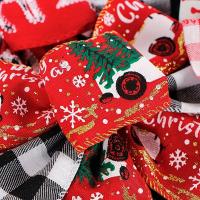 China 15cm*15cm MSD Ribbon Pretied Wired Edge Christmas Ribbon Bow With Christmas Design For Decoration for sale