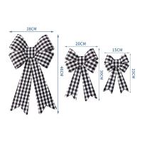 China Large PVC Plastic Bow Christmas Wreath Bow for Xmas Decoration in Buffalo Plaid Check for sale