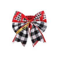 China 15cm*15cm MSD Ribbon Pretied Wired Edge Christmas Ribbon Bow With Christmas Design For Decoration for sale