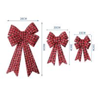 China Large PVC Plastic Bow Christmas Wreath Bow for Xmas Decoration in Buffalo Plaid Check for sale