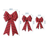 China Large PVC Plastic Bow Christmas Wreath Bow for Xmas Decoration in Buffalo Plaid Check for sale