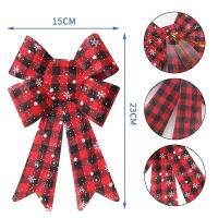 China Large PVC Plastic Bow Christmas Wreath Bow for Xmas Decoration in Buffalo Plaid Check for sale