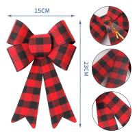 China Large PVC Plastic Bow Christmas Wreath Bow for Xmas Decoration in Buffalo Plaid Check for sale