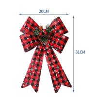China Christmas Buffalo Plaid Ribbon Bow for Indoor Outdoor Red and Black Plaid Wreath for sale