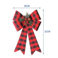 China Christmas Buffalo Plaid Ribbon Bow for Indoor Outdoor Red and Black Plaid Wreath for sale