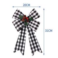 China Christmas Buffalo Plaid Ribbon Bow for Indoor Outdoor Red and Black Plaid Wreath for sale