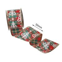 China 2 1/2'' Width Recyled Red and Gold Wired Edge Merry Christmas Ribbon for Tree Decoration for sale