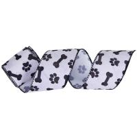 China DIY Wrapping Crafts Decoration Ribbon with Customized Paw Pattern 2.5 Inch Wired Edge for sale