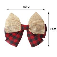 China 16cm*13cm Christmas Burlap Plaid Ribbon Bow Handmade Red and Black Jute Ribbon Bow for sale