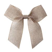 China 16cm*13cm Christmas Burlap Plaid Ribbon Bow Handmade Red and Black Jute Ribbon Bow for sale