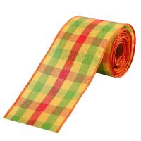 China 2.5 Inches Orange Fall Plaid Ribbon Multi-Color for Holiday Decoration and DIY Craft for sale