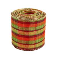 China 2.5 Inches Orange Fall Plaid Ribbon Multi-Color for Holiday Decoration and DIY Craft for sale