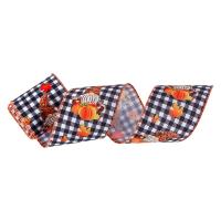 China MSD Fall Wired Edge Ribbons 2.5 Inch Burlap Autumn Ribbon for Thanksgiving Day Ribbon for sale