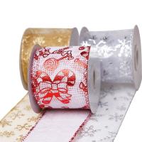 China Christmas Iron Wire Decoration Ribbon in 63mm Size with Wired Burlap Design for sale