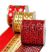 China Christmas Iron Wire Decoration Ribbon in 63mm Size with Wired Burlap Design for sale