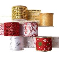 China Christmas Iron Wire Decoration Ribbon in 63mm Size with Wired Burlap Design for sale
