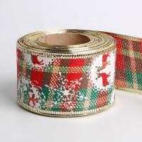 China Custom Printed Christmas Logo Ribbon for Package Width 63mm Fabric Type Burlap Ribbon for sale