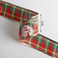 China Custom Printed Christmas Logo Ribbon for Package Width 63mm Fabric Type Burlap Ribbon for sale
