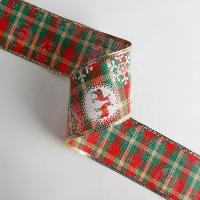 China Custom Printed Christmas Logo Ribbon for Package Width 63mm Fabric Type Burlap Ribbon for sale