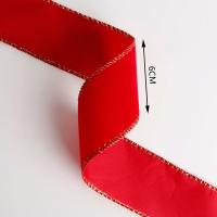 China Free Sample 100% Polyester 60mm Custom Red Velvet Christmas Ribbon Decoration for sale