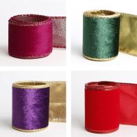 China Free Sample 100% Polyester 60mm Custom Red Velvet Christmas Ribbon Decoration for sale