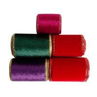 China Free Sample 100% Polyester 60mm Custom Red Velvet Christmas Ribbon Decoration for sale