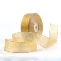 China Fabric Type Satin Ribbons in Silver and Gold Glitter Metallic Perfect for Crafting for sale