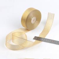 China Fabric Type Satin Ribbons in Silver and Gold Glitter Metallic Perfect for Crafting for sale