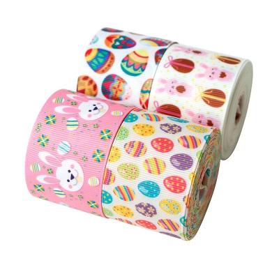 China Gift Wrapping Must-Have 3.8cm Double Face Easter Bunny Ribbon with Cute Cartoon Print for sale
