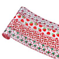 China 2 1/2‘’ Strawberry Satin Wired Printed Ribbon for Wrapping and Hair Bows for sale