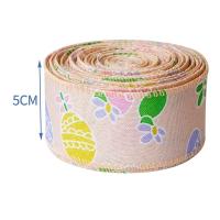 China Polyester Easter Wired Edge Ribbon 2.5 Inch for Holiday Decoration from MSD for sale