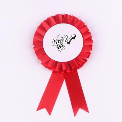 China Support 7 Days Sample Order Lead Time Custom Solid Color Printed Satin Rosette Award Ribbon for Medals for sale