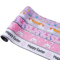 China Colorful 2.5 inch Easter Wired Ribbon Happy Holiday Decor with 2-1/2