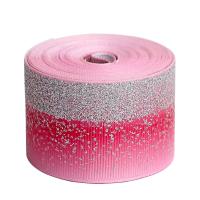 China 38mm Puff Sliver Gradient Glitter Grosgrain Ribbon with Heat-transfer Print for sale