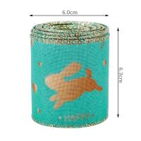China Easter Ribbon Bulk Ribbon Supply And MSD Green Printed With Wire Edge Burlap Ribbon for sale