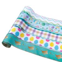 China Easter Ribbon Bulk Ribbon Supply And MSD Green Printed With Wire Edge Burlap Ribbon for sale